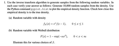 Use The Inverse Transform Algorithm To Generate Chegg
