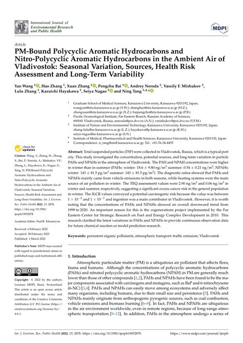 Pdf Pm Bound Polycyclic Aromatic Hydrocarbons And Nitro Polycyclic Aromatic Hydrocarbons In