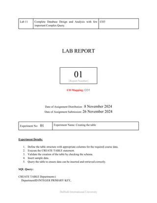 Problem Based DBMS Lab Report Fahim Tahmid Rupak Daffodil