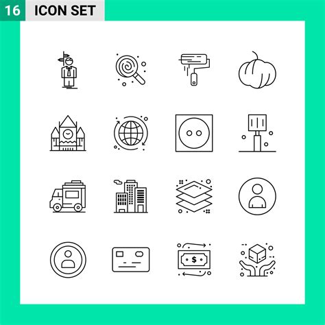 Pack Of 16 Line Style Icon Set Outline Symbols For Print Creative Signs