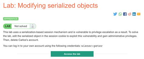 Portswiggers Modifying Serialized Objects Walkthrough
