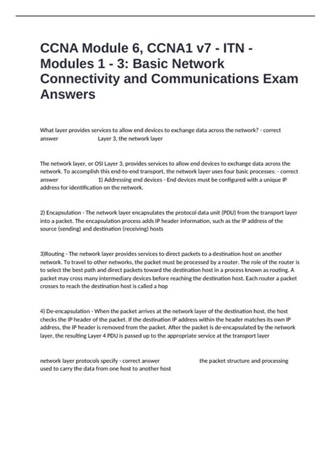Ccna Module 6 Ccna1 V7 Itn Modules 1 3 Basic Network Connectivity And Communications