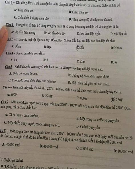 05 Ale Câu 1 Khi Dùng Dây Sắt để Làm Cột Thu Lôi Ta Cần Phải Tăng Kích Thước Của Dây Mục