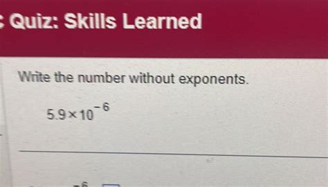 Quiz Skills Learned Write The Number Without StudyX