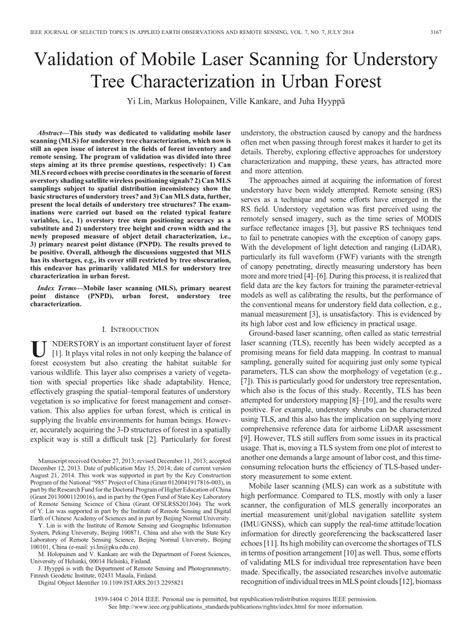 Pdf Validation Of Mobile Laser Scanning For Understory Tree Characterization In Urban Forest