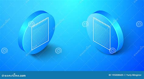 Isometric Notebook Icon Isolated On Blue Background Spiral Notepad