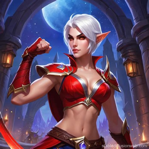 Night Elf Hunter In Red Leather Stable Diffusion Online