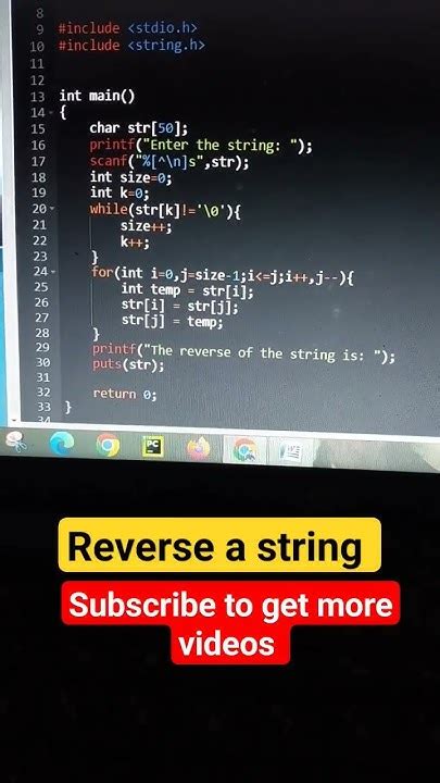 C Program To Reverse A String Cprogramming Leetcode Cplusplus Hackerrank Youtube