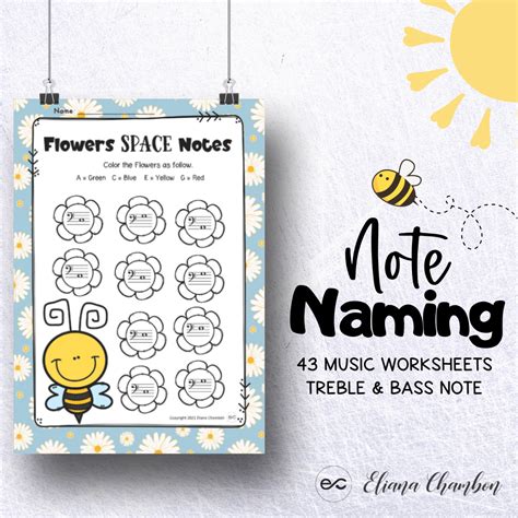 Note Naming Spring And Ester Treble And Bass Clef Worksheet Made By Teachers