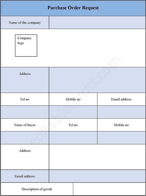 Purchase Order Request Form Editable PDF Forms