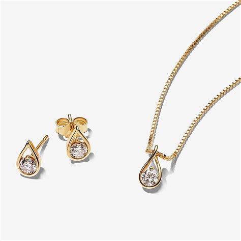 Pandora Infinite Lab Grown Diamond Necklace And Earrings Set 075 Carat Tw 14k Gold