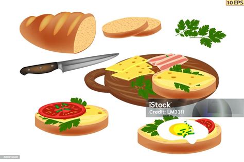 버터 치즈와 토마토 샌드위치입니다 토스트입니다 빵입니다 샌드위치 빵 슬라이스 벡터 그림을 흰색 배경에 고립입니다 치즈 샌드위치에 대한 스톡 벡터 아트 및 기타 이미지