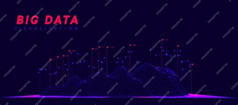 빅 데이터 시각화 정보 파동 기술 디지털 빅 데이터의 미래 추상적인 배경입니다 분석 데이터 계산 및 처리 벡터 일러스트