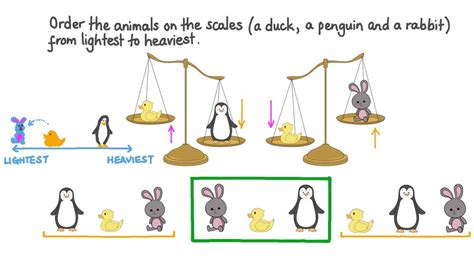 Question Video Ordering The Masses Of Three Objects By Using Scales