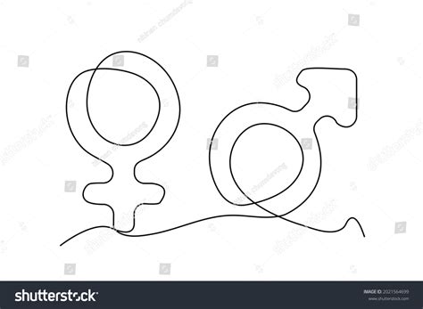 Continuous Line Vector Illustration Sex Symbols Stock Vector Royalty
