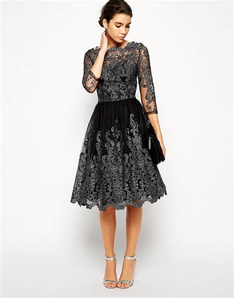 Chi Chi London Metallic Lace Midi Prom Dress Fall Fashion Shopping