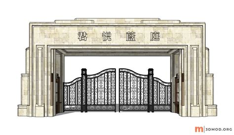 classic entrance gate sketchup model 128