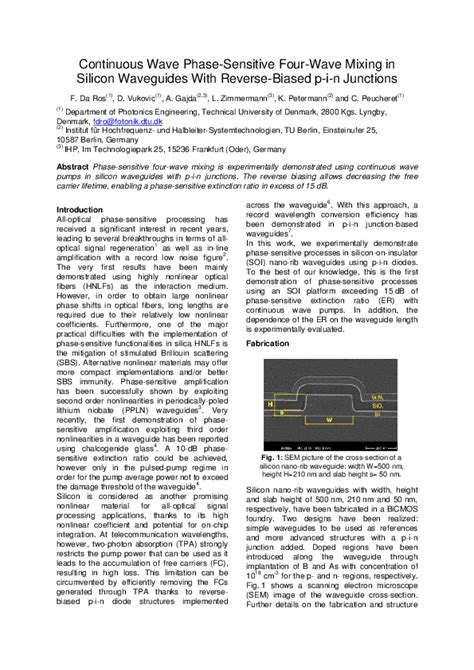 Pdf Optical Signal Processing Using Four Wave Mixing In Highly