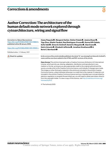 Pdf Author Correction The Architecture Of The Human Default Mode Network Explored Through Pdf Author Correction The Architecture Of The Human Default Mode Network Explored Through