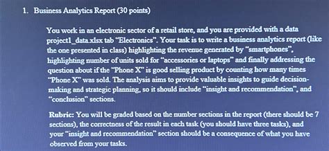 Solved Business Analytics Report 30 ﻿points You Work In An