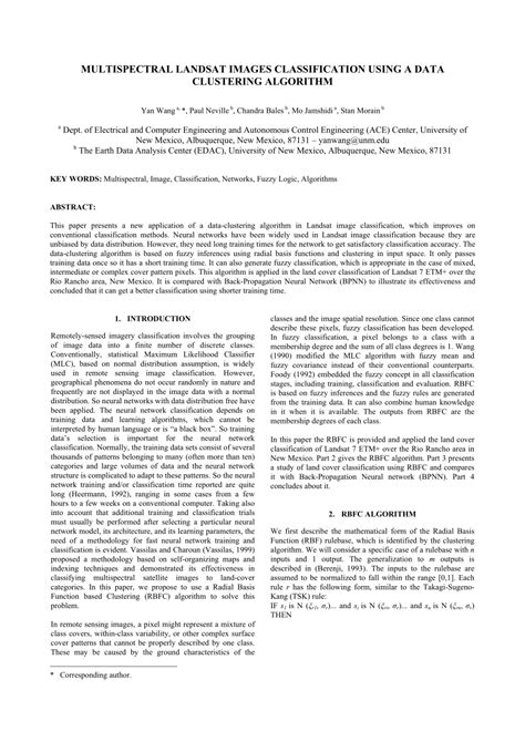 Pdf Multispectral Landsat Image Classification Using A Data Clustering Algorithm