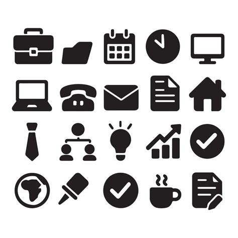 Office And Business Icons Set Symbols For Work Communication Analytics