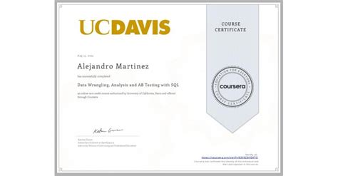 Completion Certificate For Data Wrangling Analysis And Ab Testing With Sql Alejandro Martinez