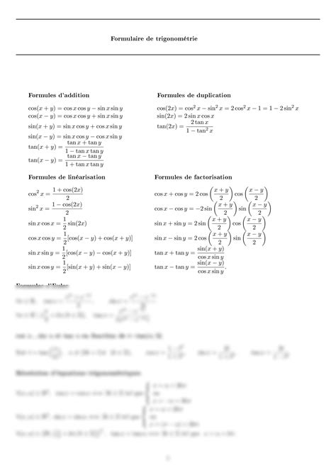 SOLUTION Formules Trigonom Triques Studypool