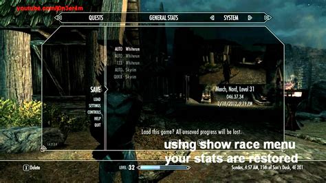 Skyrim Sex Change Change Race Keeping Stats Bug Fix YouTube