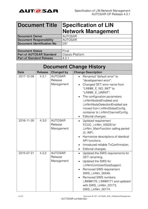 Pdf Specification Of Lin Network Management Autosar · 2017 12 11