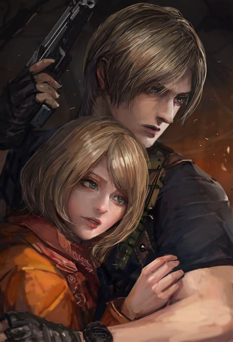 Leon S Kennedy And Ashley Graham Resident Evil And More Drawn By Miche Danbooru
