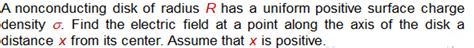 Solved A Nonconducting Disk Of Radius R Has A Uniform Chegg