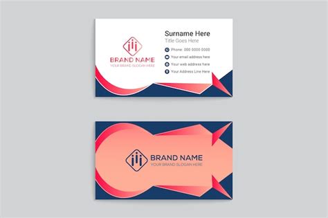 오렌지 우아한 기업 명함 디자인 프리미엄 벡터