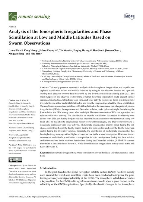 Pdf Analysis Of The Ionospheric Irregularities And Phase