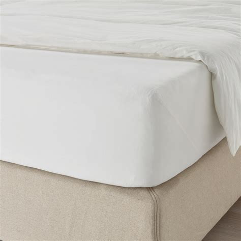 Dvala White Cotton Single Fitted Sheet Ikea Uk