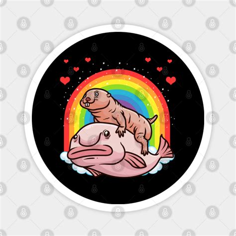 Naked Mole Rat Blobfish With Rainbow Blobfish Magnet TeePublic