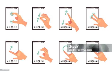 전화 모바일 손 탭 제스처 태블릿 스마트폰 손가락 터치스크린 줌 격리 세트 벡터 그래픽 디자인 그림 가볍게 두드리기에 대한 스톡 벡터 아트 및 기타 이미지 Istock