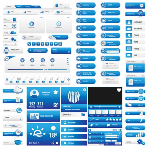 Blue User Interface Button Vector Set Free Download