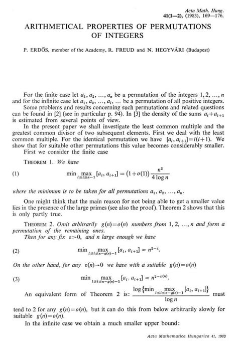 pdf arithmetical properties of permutations of integers