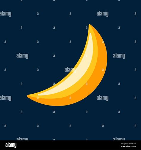 Glowing Crescent Moon Icon In Cartoon Style Weather Logo On Deep Blue