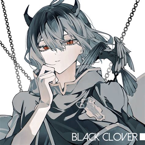 Safebooru 1girl Bird Black Capelet Black Clover Black Hair Capelet Chain Crow Demon Horns