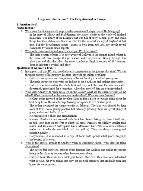 Assignments For Session 3 Pdf Candide Gullivers Travels
