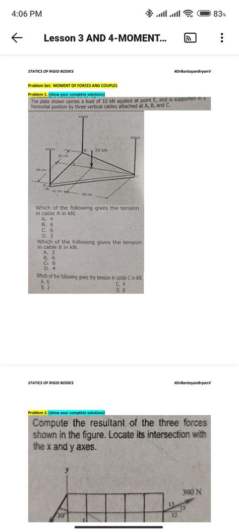 406 PM Lesson 3 AND 4 MOMENT STATICS OF StudyX