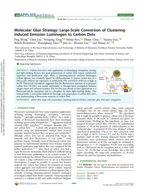 Pdf Molecular Glue Strategy Large Scale Conversion Of Clustering Induced Emission Luminogen