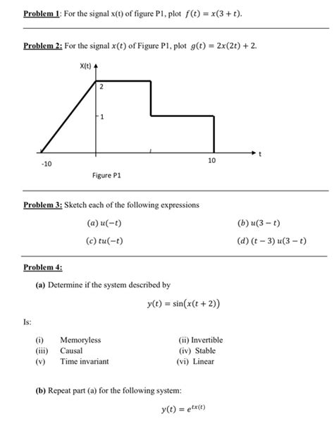 solved problem 1 for the signal x t of figure p1 plot