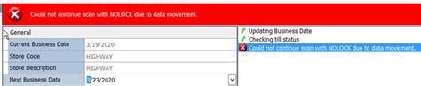 During EndOfDay Customer Facing The Error Could Not Continue Scan With