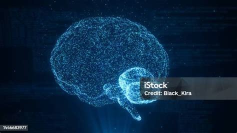 Human Brain Digital Particle With Analysis Computation Data Code Neural