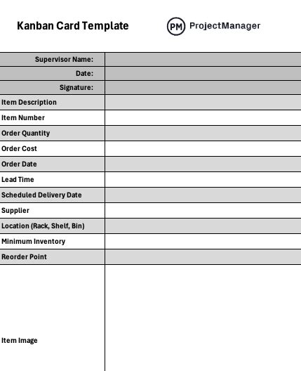 Kanban Card Template ProjectManager