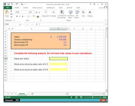 Excel Formats Only Using The Price Sales Ratio Excel X File