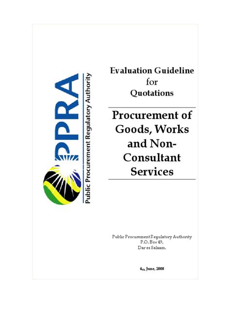 Quotation Evaluation Guidelines June2008 Pdf Pdf Procurement Specification Technical